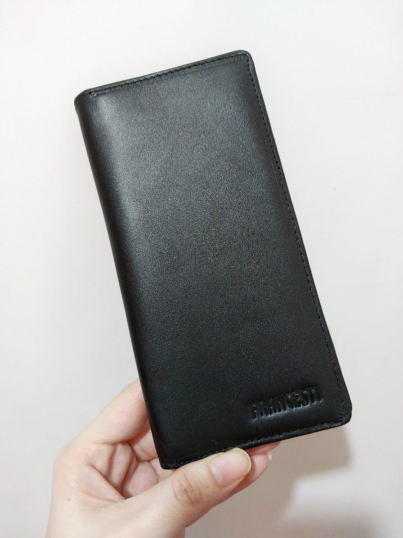 Dompet panjang kulit asli Francesti original black polos, Fesyen Wanita ...