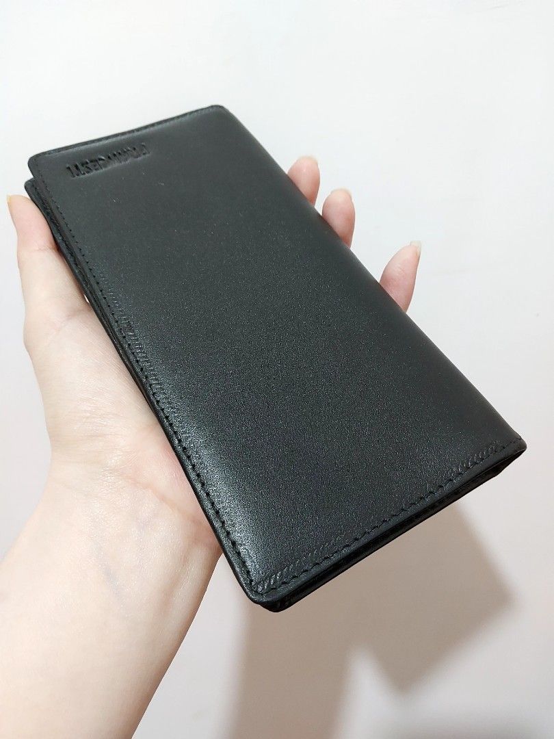 Dompet panjang kulit asli Francesti original black polos, Fesyen Wanita ...