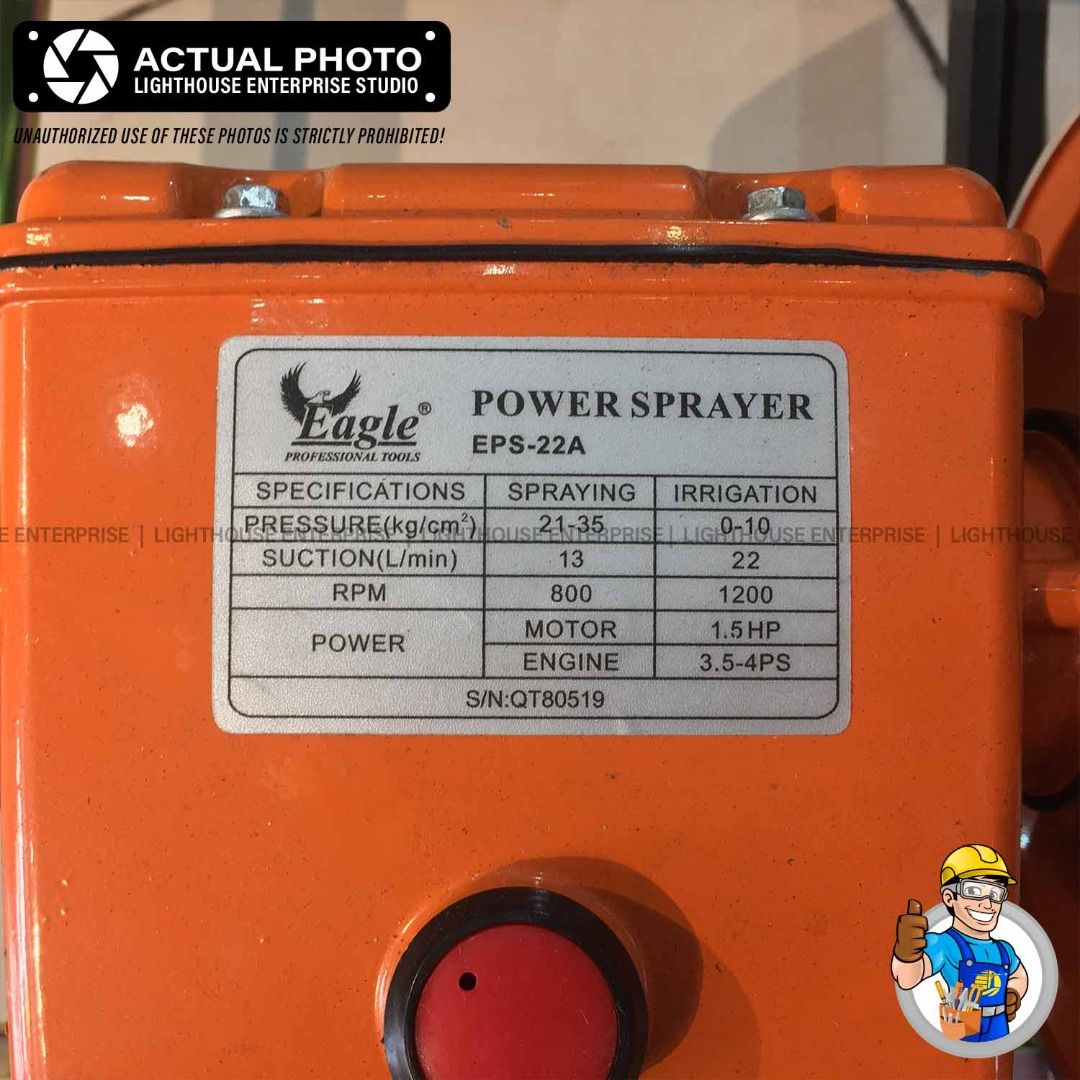 EAGLE Professional Tools Heavy Duty Power Sprayer with 1.5Hp Induction ...