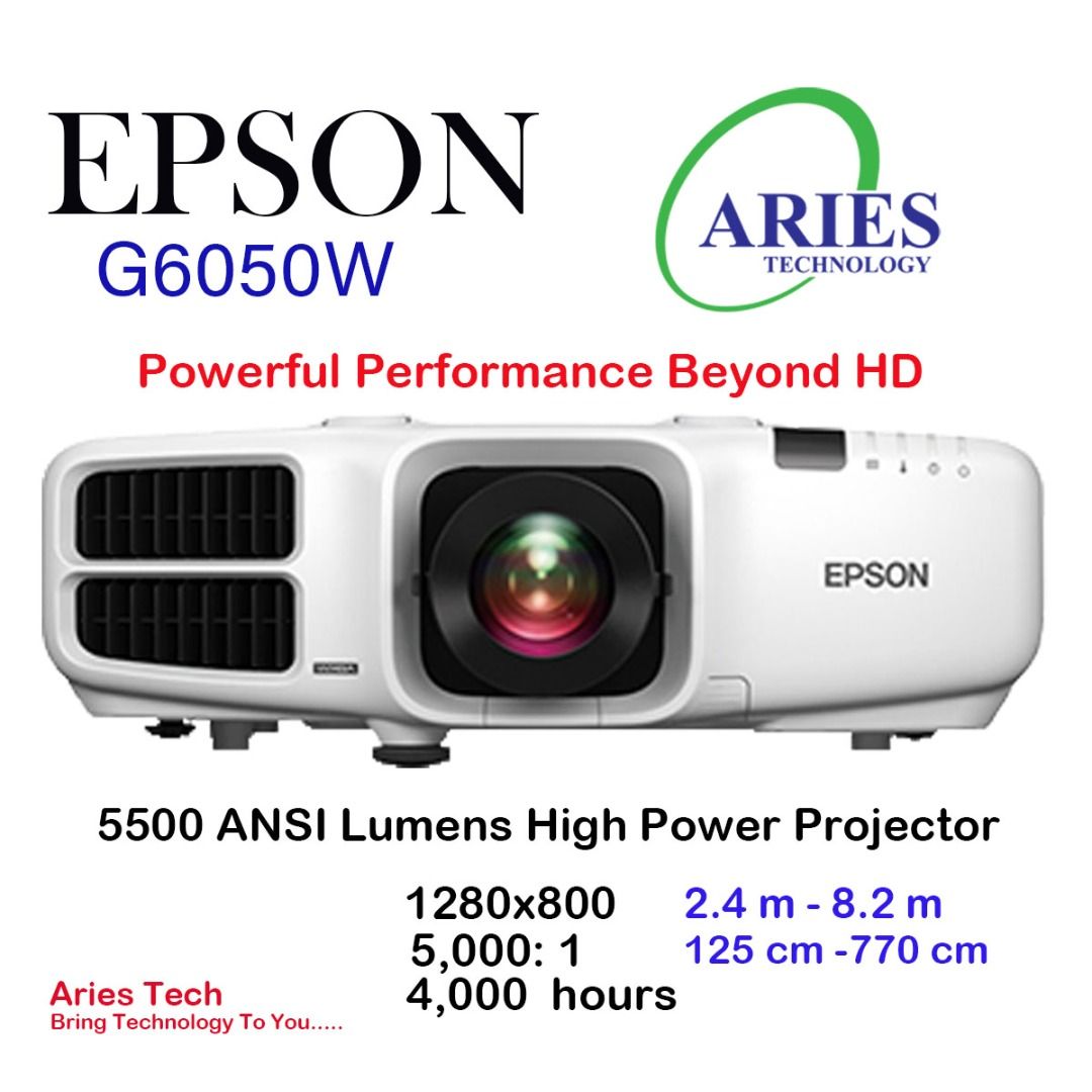 EPSON G6050W Projector 5500 Lumens High Resolution, TV & Home ...