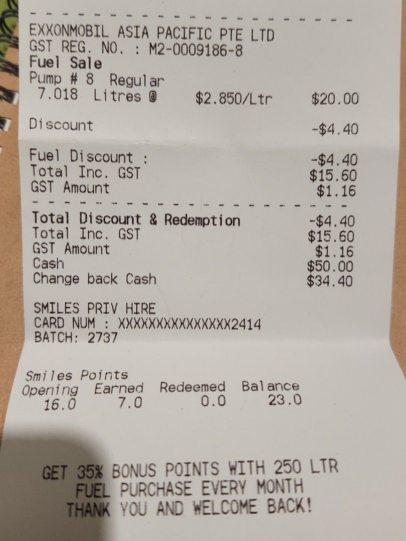 Esso Private Hire Smiles Card, Tickets & Vouchers, Vouchers on Carousell