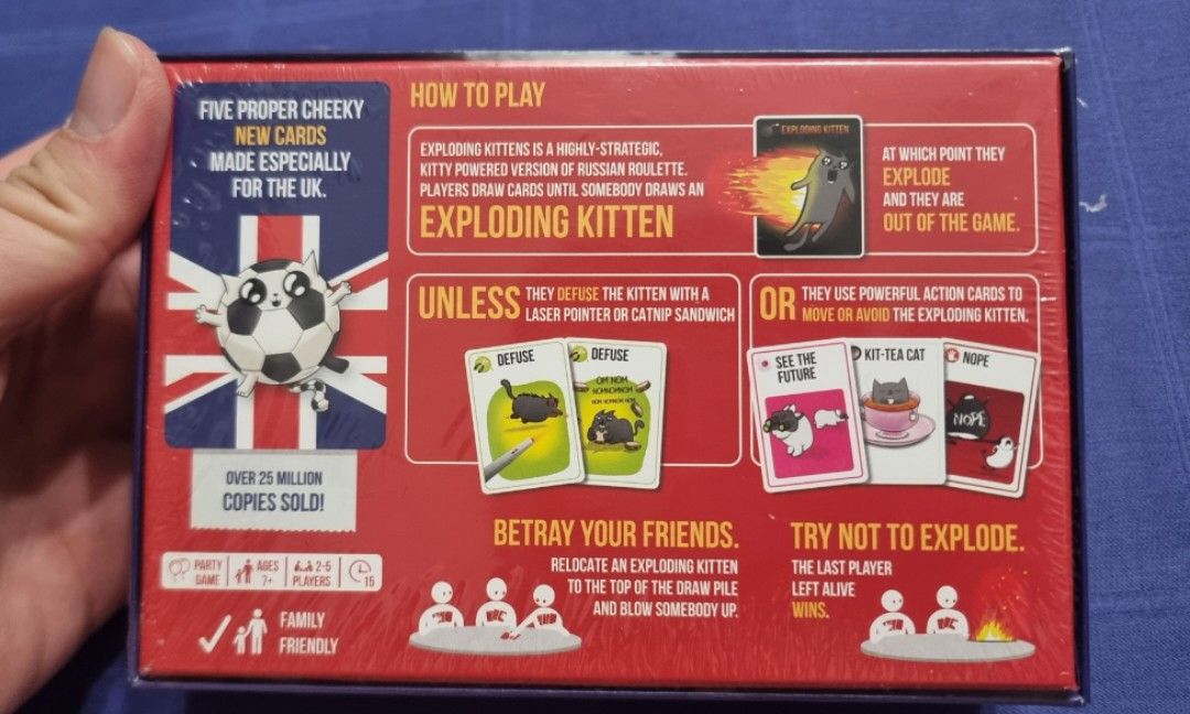 Exploding Kittens UK Edition, Hobbies & Toys, Toys & Games on Carousell