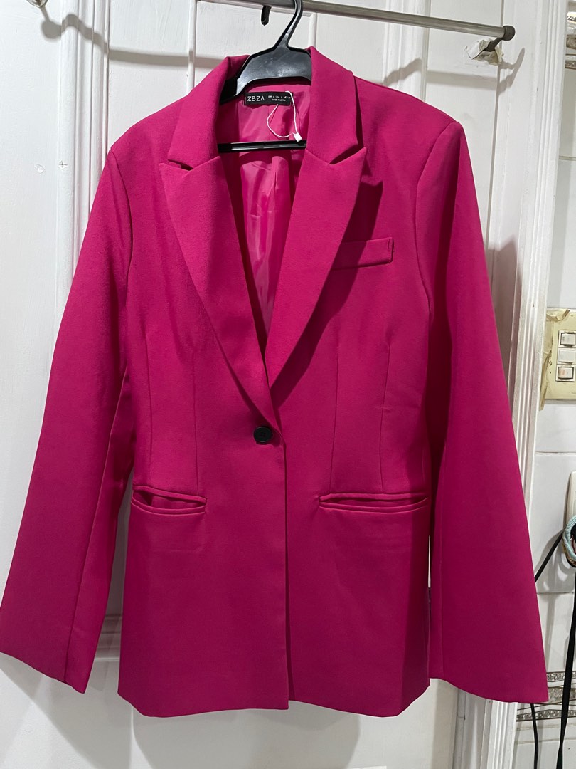 Fuschia Pink Blazer, Women's Fashion, Coats, Jackets and Outerwear on ...