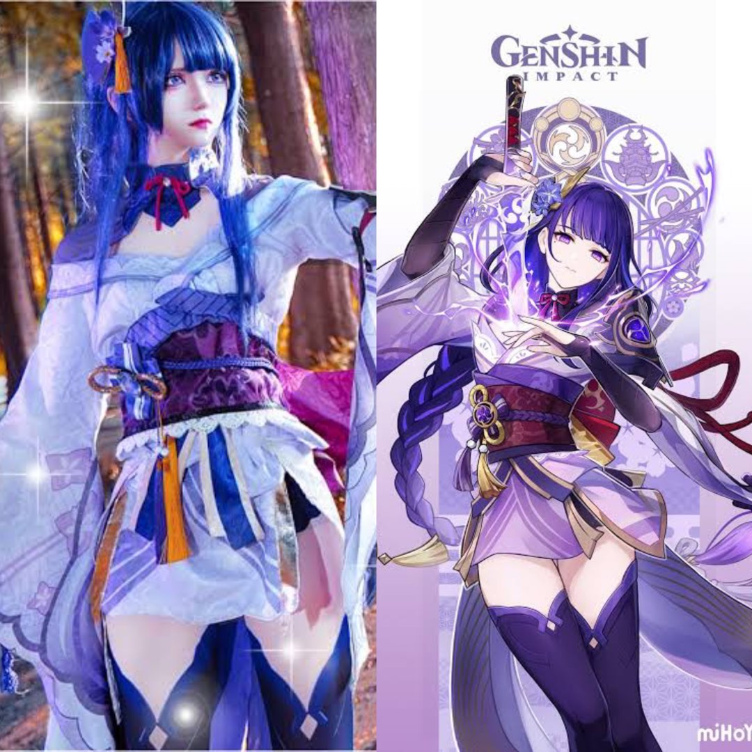 Genshin Cosplay Raiden Shogun Costume, Women's Fashion, Dresses & Sets ...