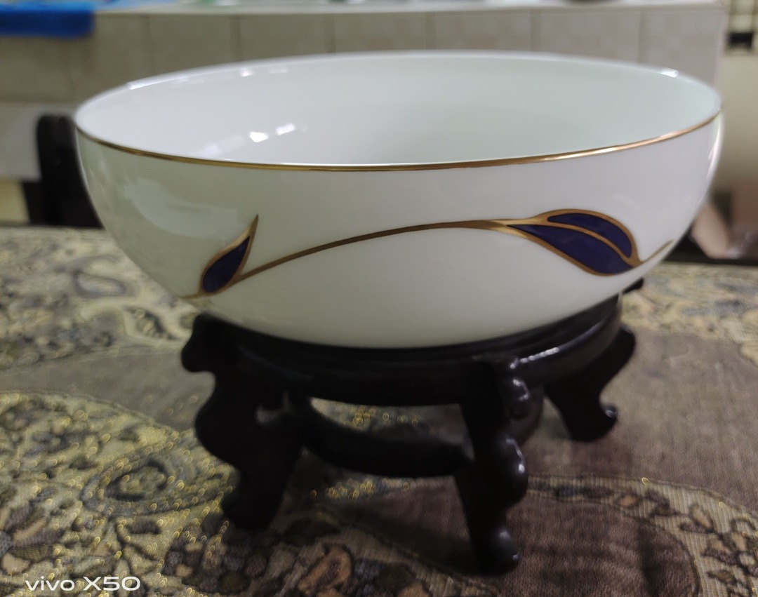 Givenchy Feathered Blue Leaf Big Bowl, Furniture & Home Living ...