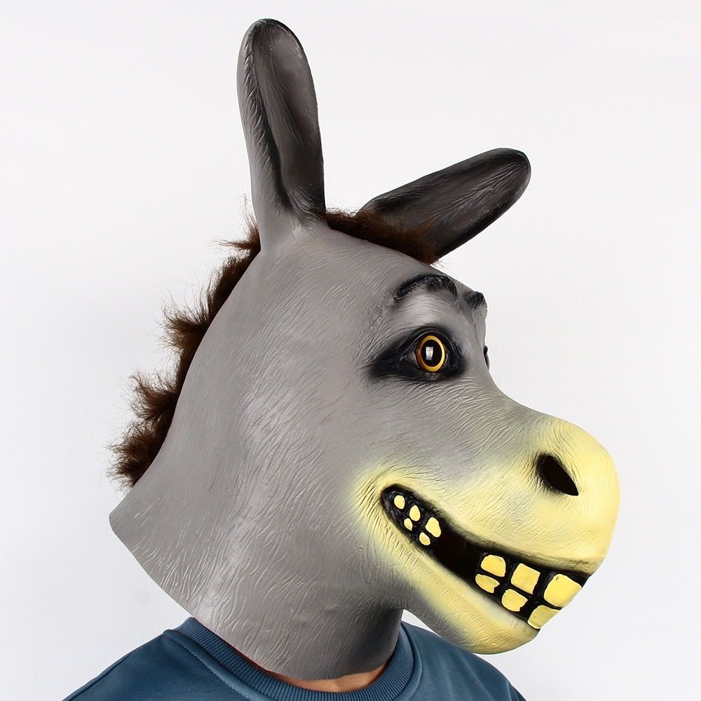 Halloween cosplay donkey mask funny animal comical latex full face mask ...