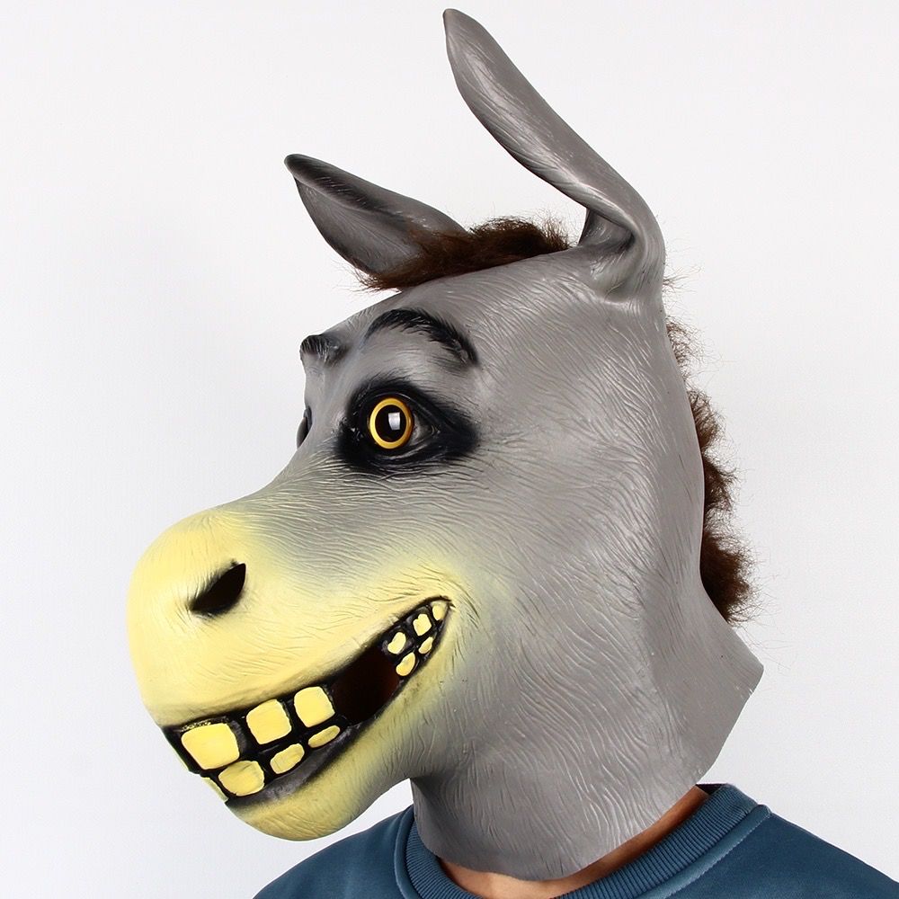 Halloween cosplay donkey mask funny animal comical latex full face mask ...