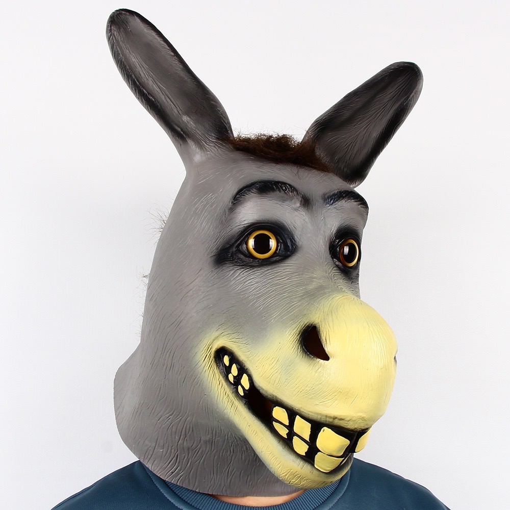 Halloween cosplay donkey mask funny animal comical latex full face mask ...