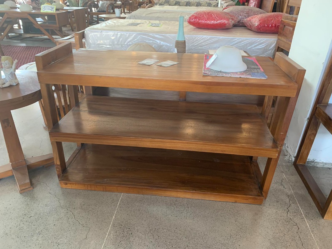 Handcrafted Solid Teak Wood 3 Layer TV Rack Furniture, Furniture & Home ...