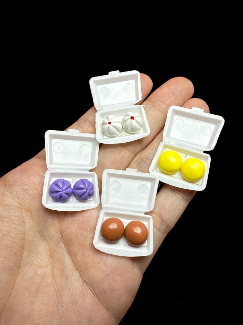 Handmade Miniature bao, buns on styrofoam, Dimsum, clay, 1 pc, Hobbies ...