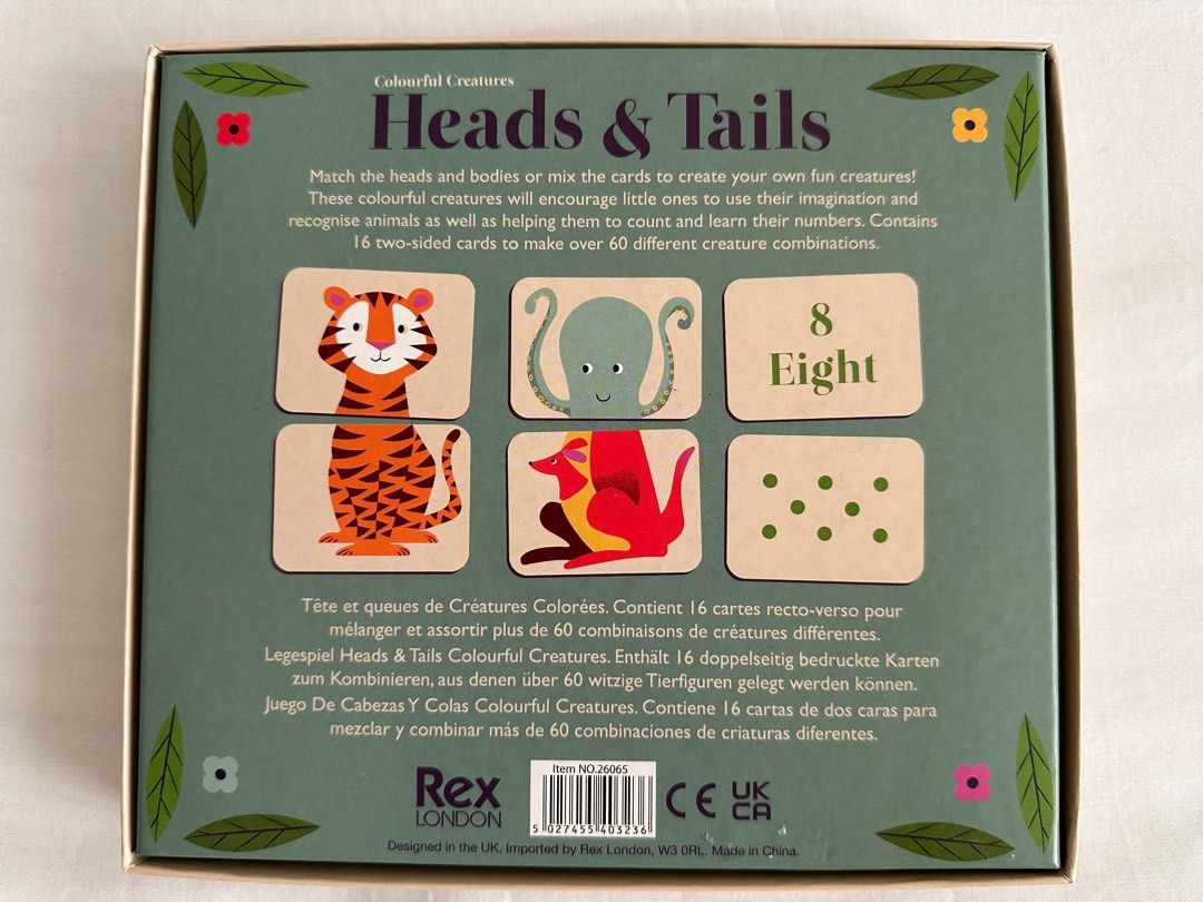 Heads and Tails Matching Card and Number Game, Hobbies & Toys, Toys ...
