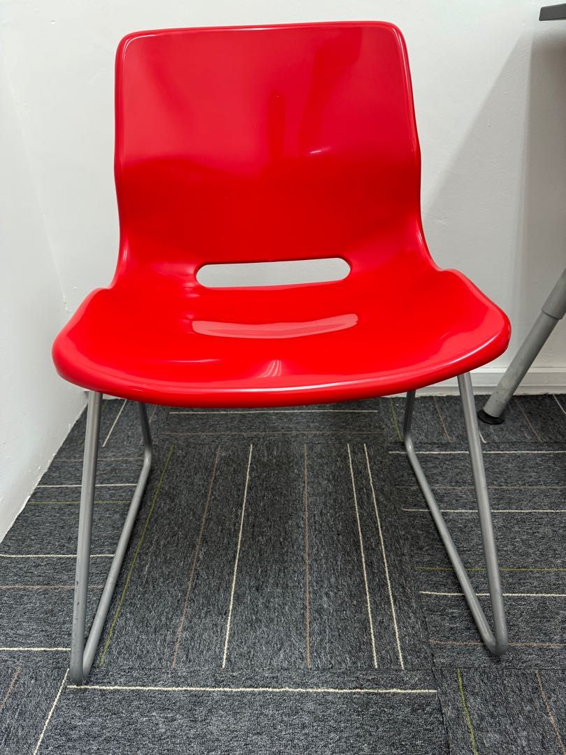 IKEA red plastic chair 45cm x 45cm, Furniture & Home Living, Furniture ...
