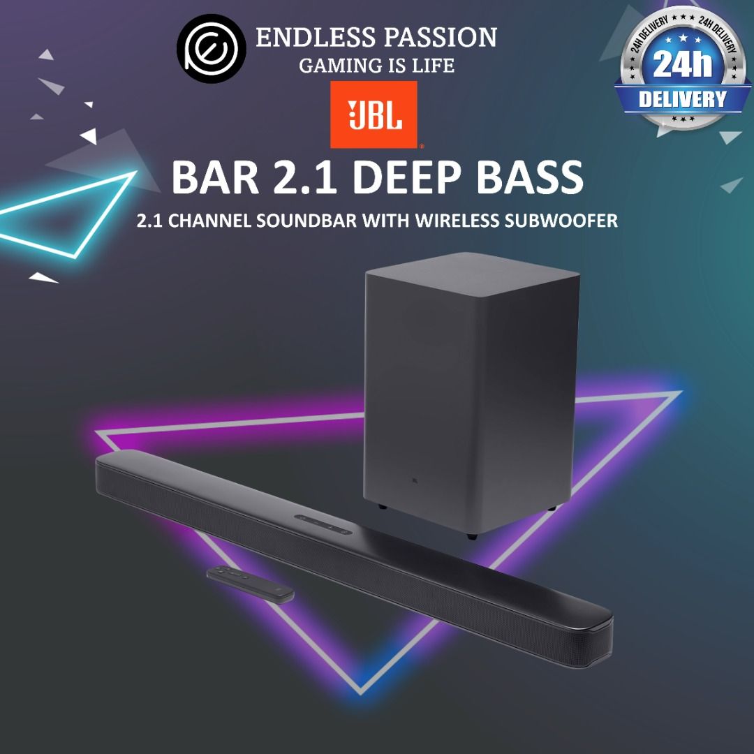 JBL BAR 2.1 DEEP BASS SOUNDBAR W WIRELESS SUBWOOFER (BLACK), Audio ...