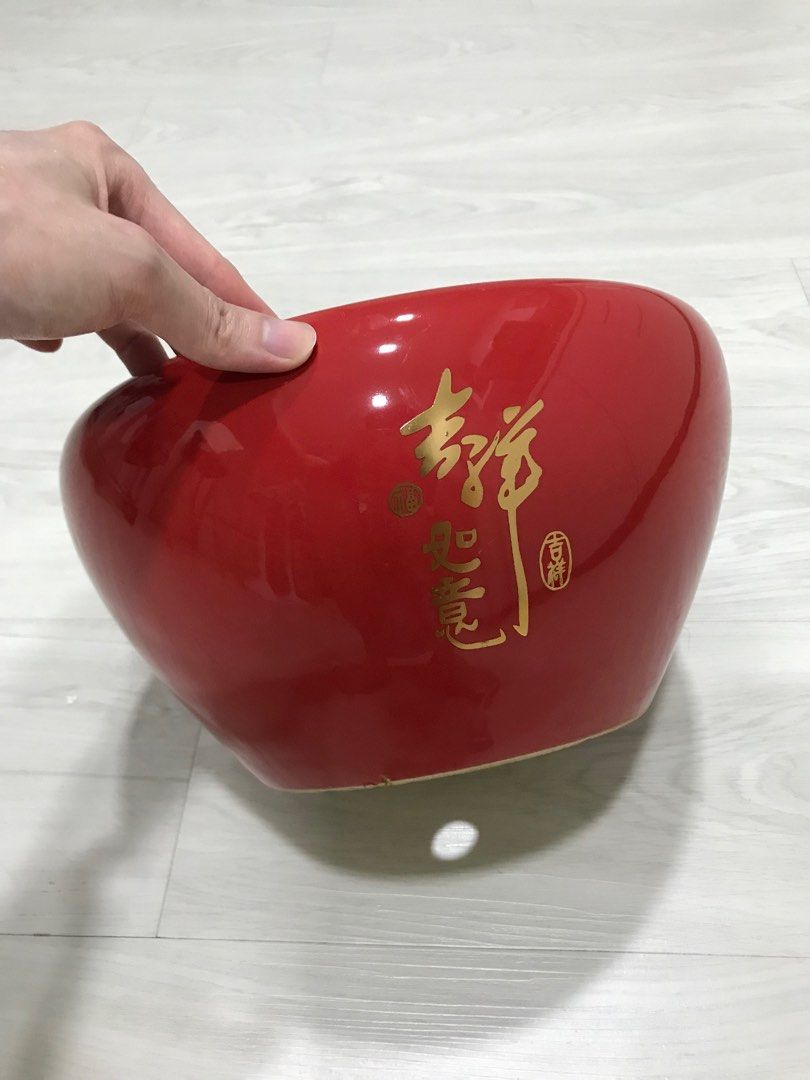 Ji Xiang Ru Yi RED colour flower pots, Furniture & Home Living, Home ...