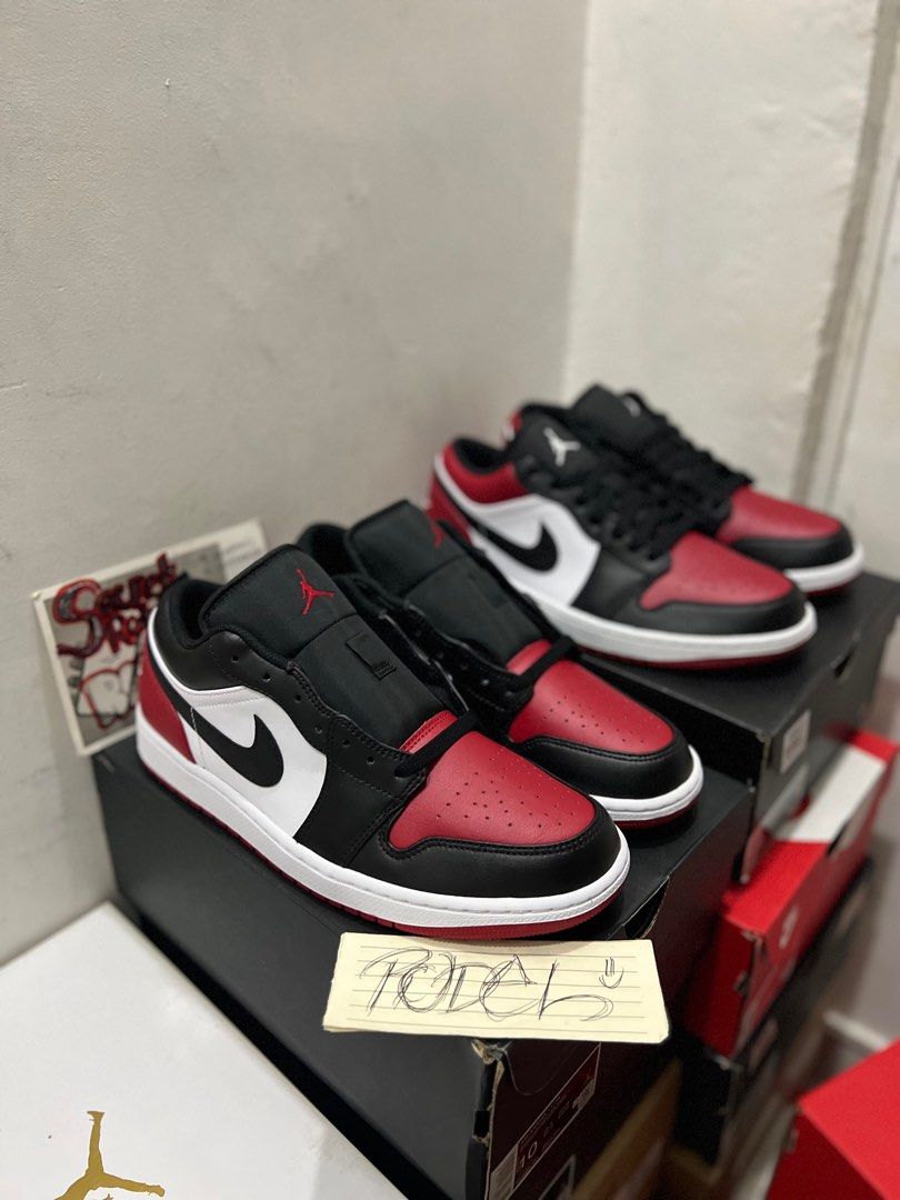 Jordan 1 Low Bred Toe V1/V2, Men's Fashion, Footwear, Sneakers on Carousell