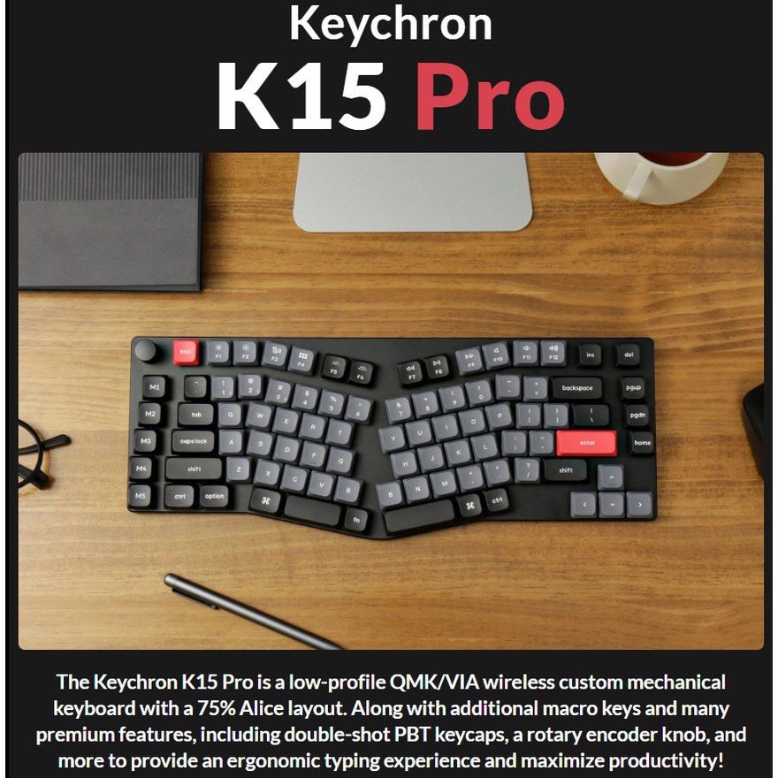 BN Keychron k15 pro keyboard (Alice layout), Computers & Tech, Parts ...
