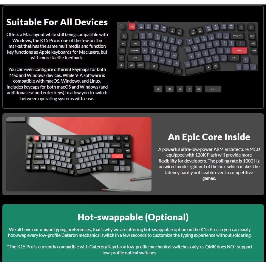 BN Keychron k15 pro keyboard (Alice layout), Computers & Tech, Parts ...