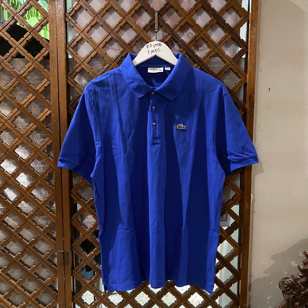 Lacoste 3 Buttons Basic Croc Logo Ultramarine Blue Polo Shirt | Size 7 ...