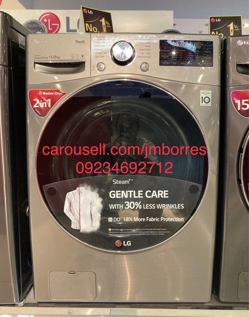 lg 15kg / 8kg front load washer and dryer 100% dry combo 2in1 inverter f2515rtgv, TV & Home ...