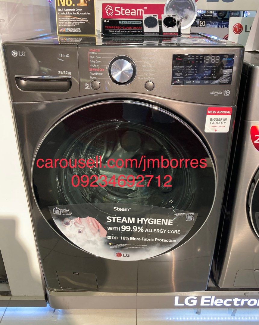lg 21kg / 12kg front load washer and dryer 100% dry combo 2in1 inverter f2712hvrbc, TV & Home ...