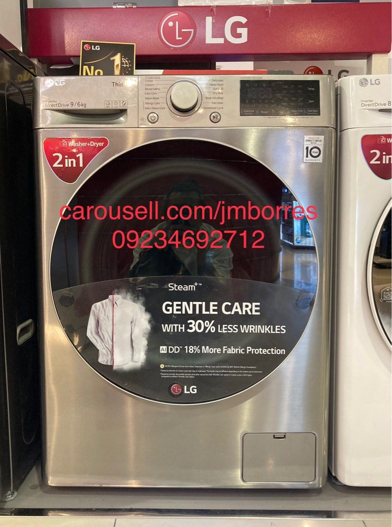 lg 9kg / 6kg front load washer and dryer 100% dry combo 2in1 inverter ...
