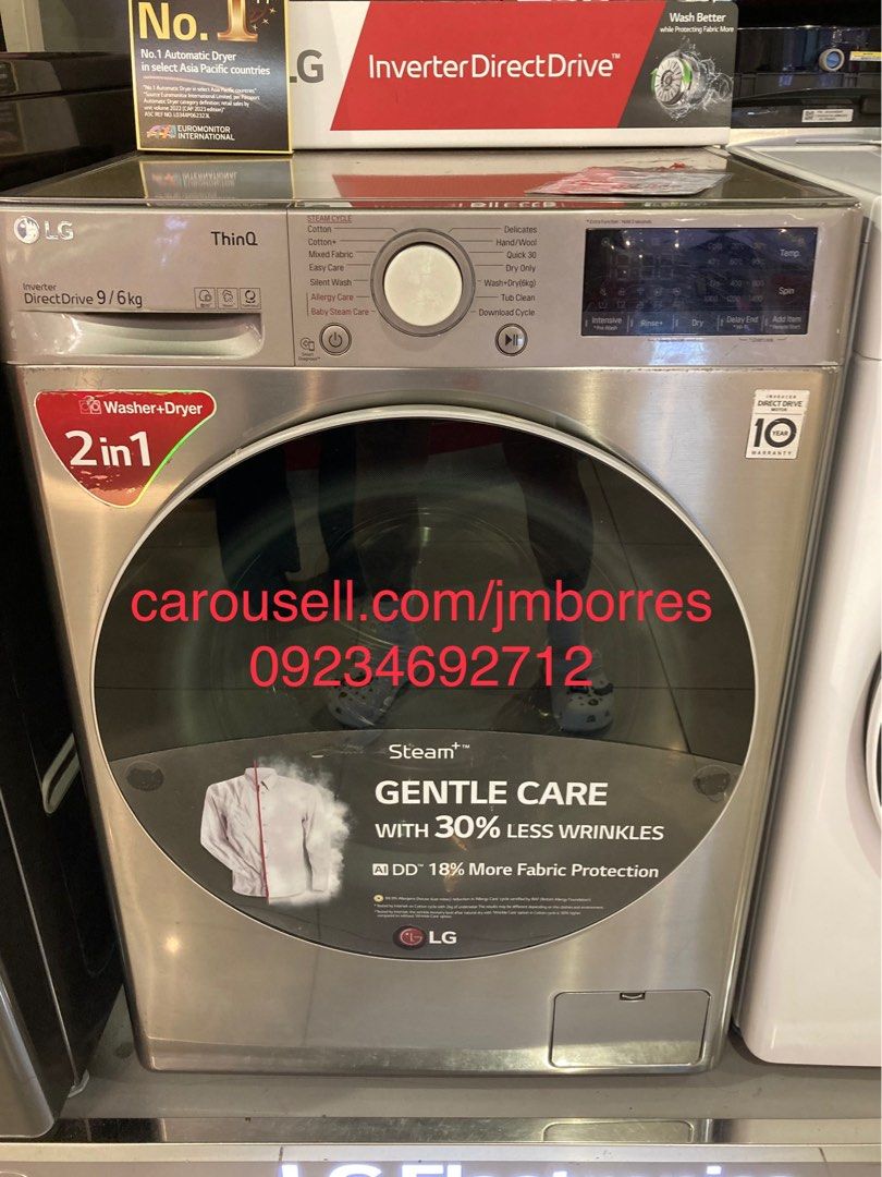 lg 9kg / 6kg front load washer and dryer 100% dry combo 2in1 inverter ...