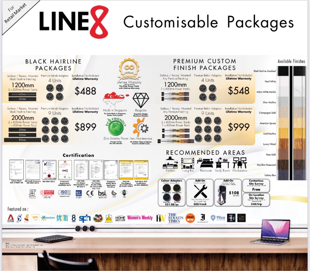 Line 8 Surface/Recessed Power Track, TV & Home Appliances, Electrical ...