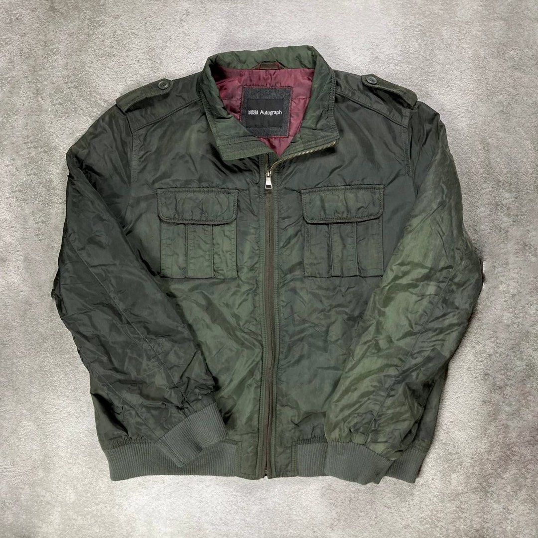 Mark & Spencer Autograph Green bomber jacket, Men's Fashion, Coats ...