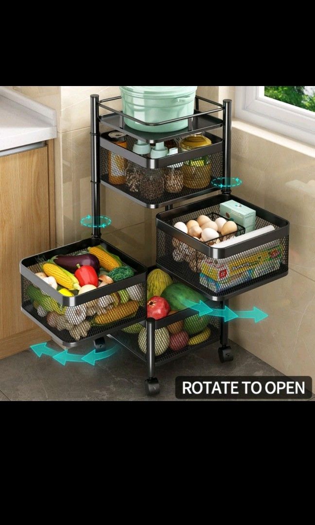 Multi function rotation Kitchen rack 5 level rotation rack, Furniture ...