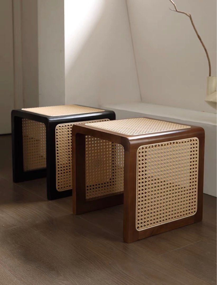 NAT Rustic Rattan Side Table / Stool, Furniture & Home Living ...