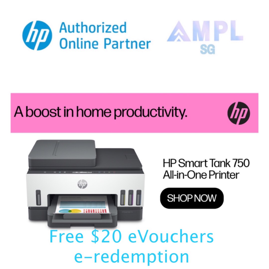 New HP Smart Tank 750 All-in-One Free $20 Evoucher | Print | Duplex ...