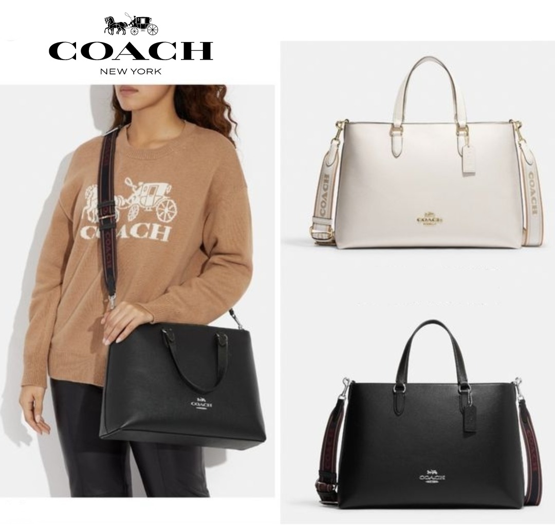 New Coach Original Classic Black / White Collection Logan Carryall Crossbody Top Handle Bag For ...