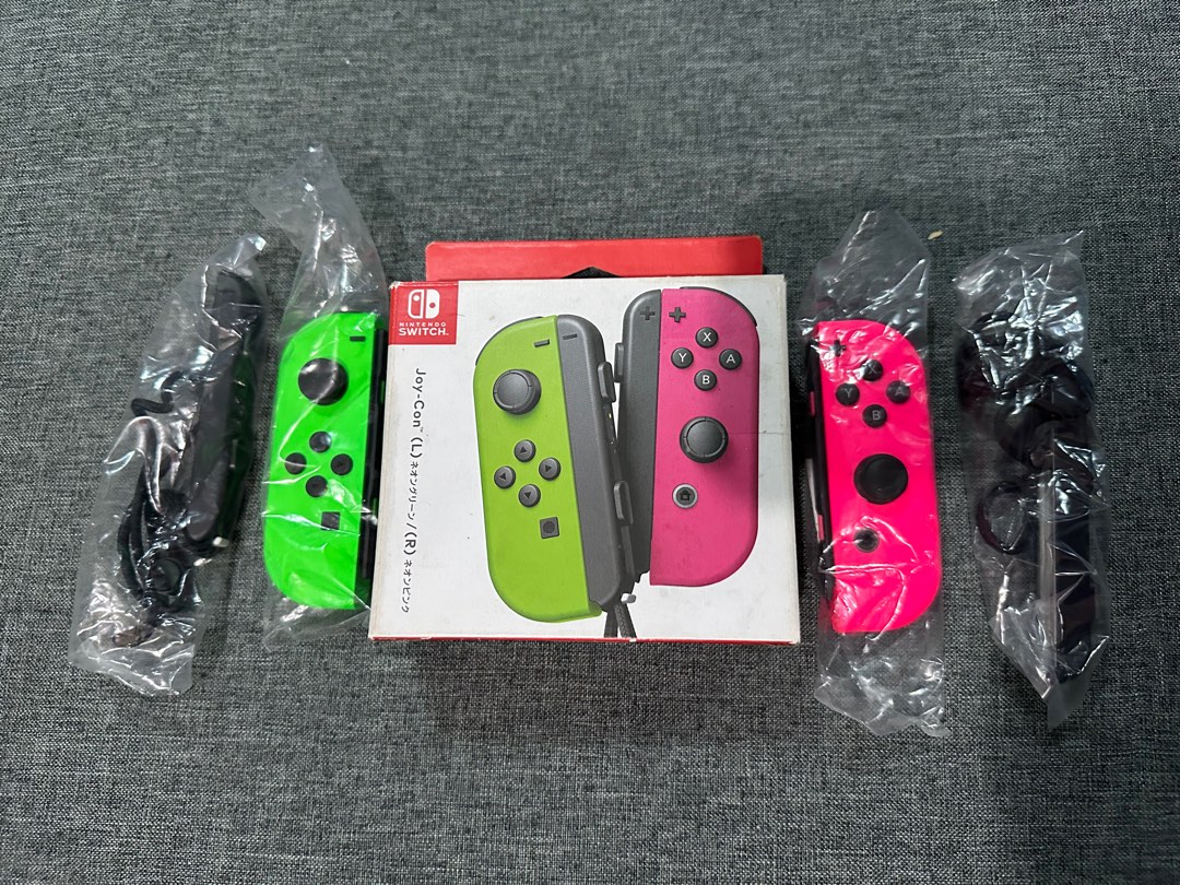 Nintendo Switch Joy-Con [L/R] Neon Green / Pink, Video Gaming, Gaming ...
