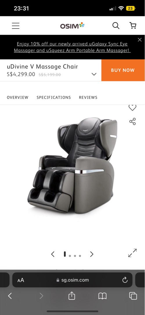 Osim uDivine V Massage Chair, Health & Nutrition, Massage Devices on ...