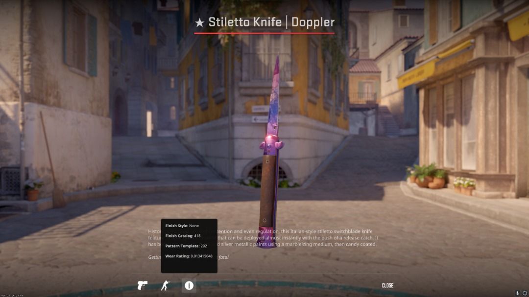 Phase 1 Doppler Stiletto Knife, Video Gaming, Gaming Accessories, In ...