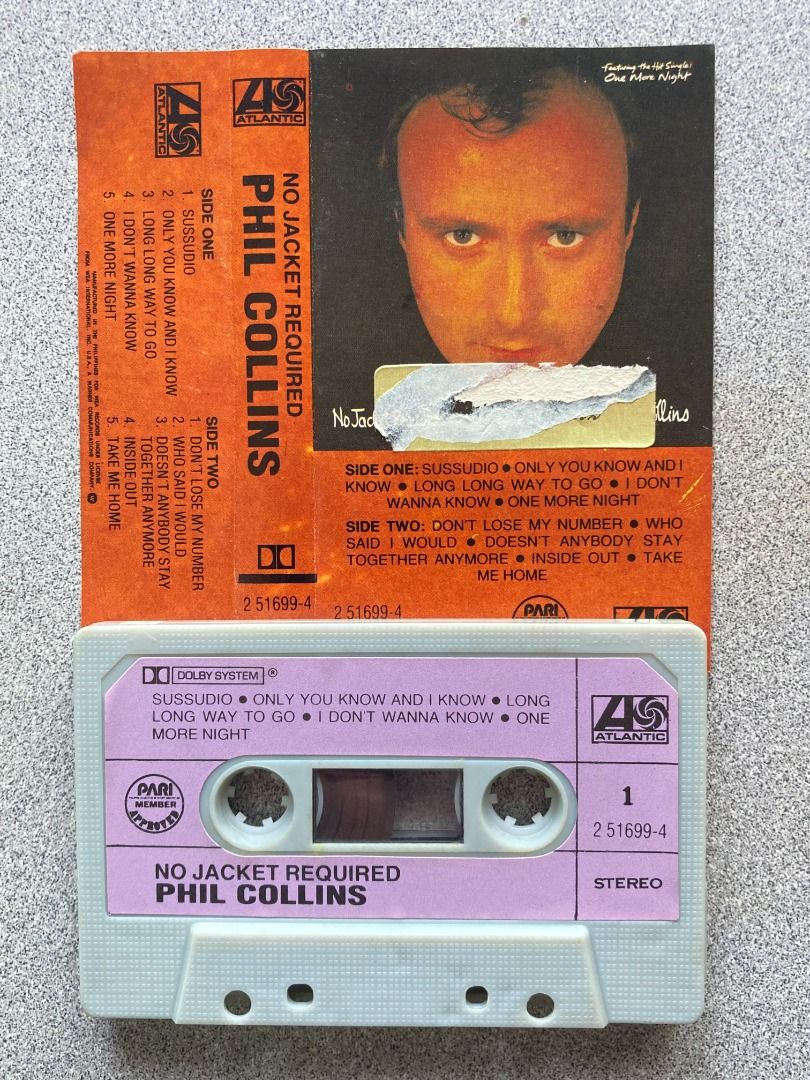 PHIL COLLINS No Jacket Required PHILIPPINES paper label Cassette ...
