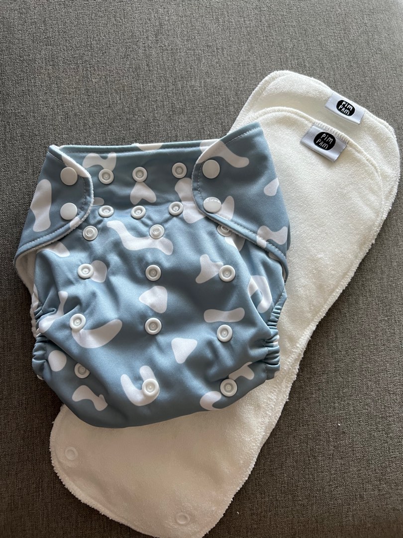 Pim Pam Cloth Diaper - Blue camo print, Babies & Kids, Bathing ...
