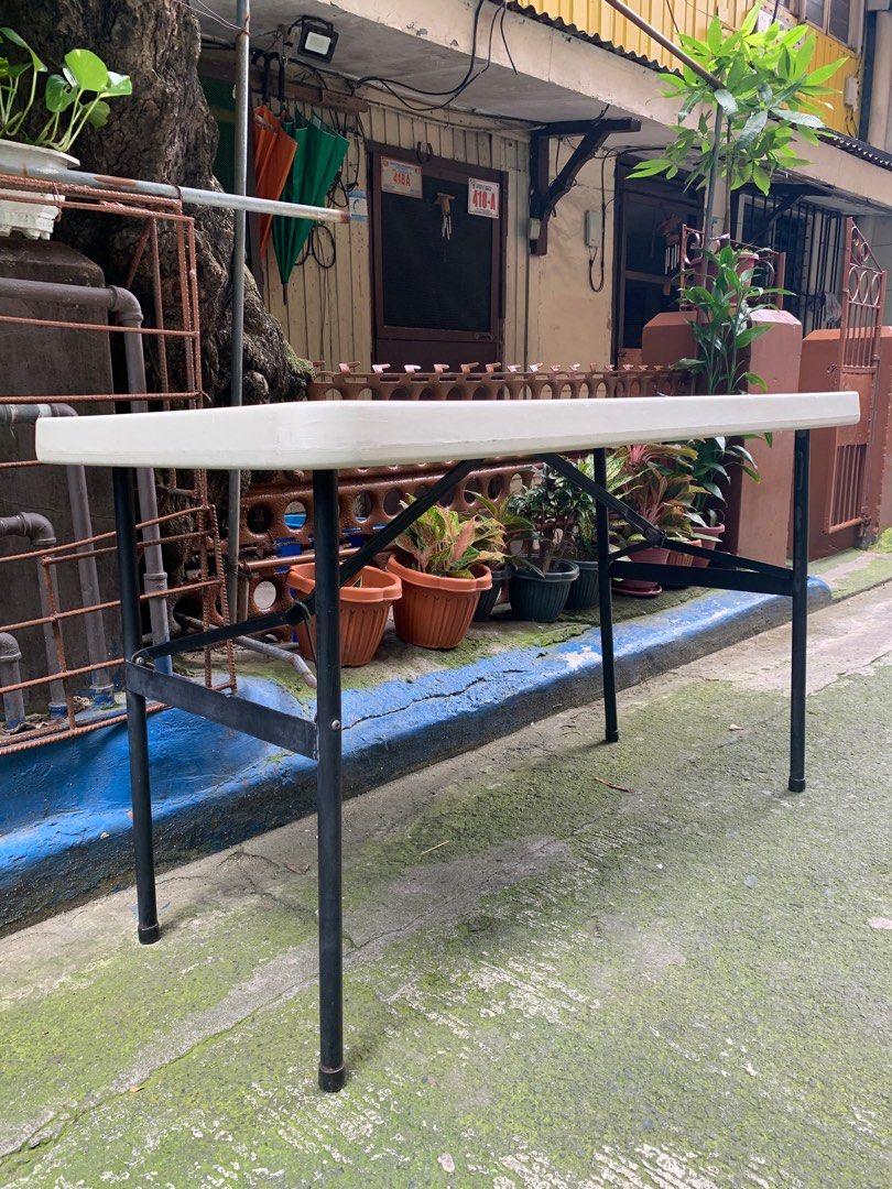 Plain White Plastic Coated Rectangular Folding Table, Furniture & Home ...