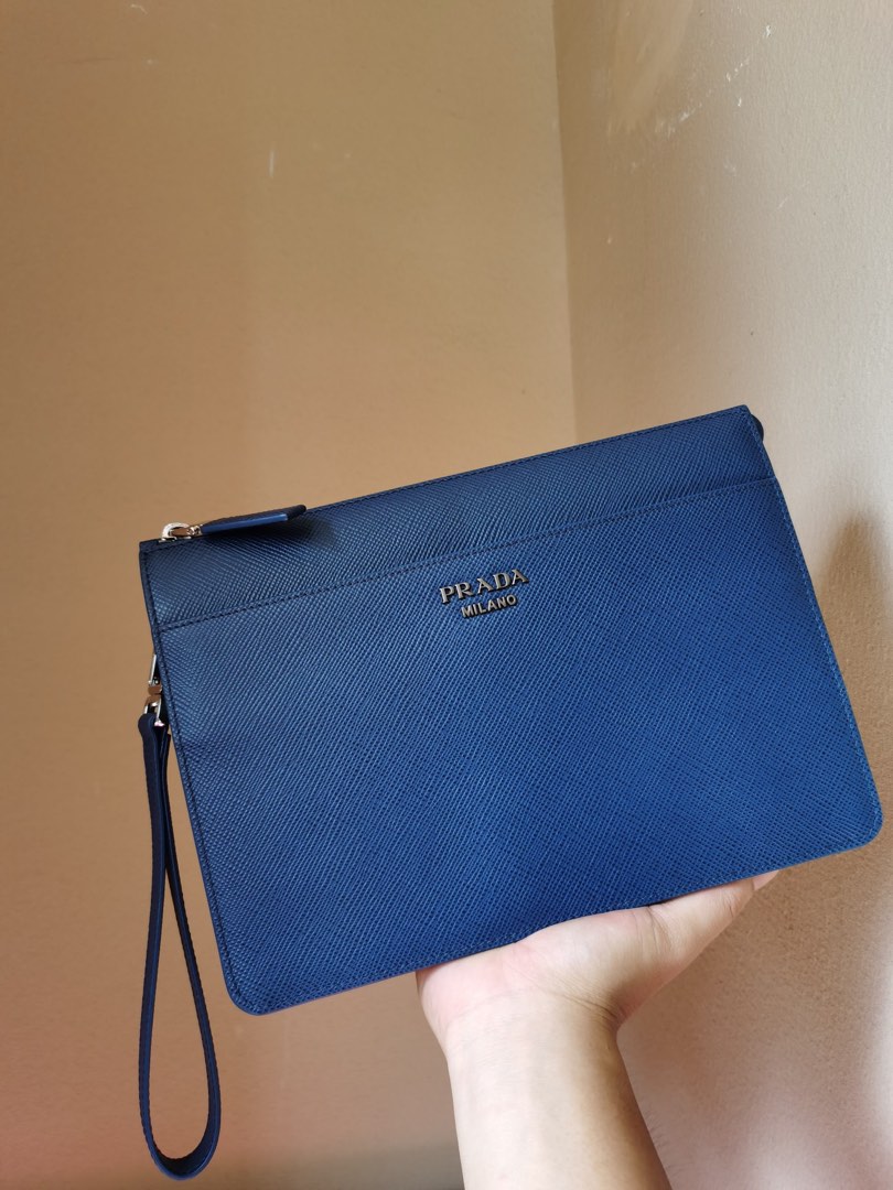 Prad@ Men Logo Word Clutch, Men's Fashion, Bags, Belt bags, Clutches ...