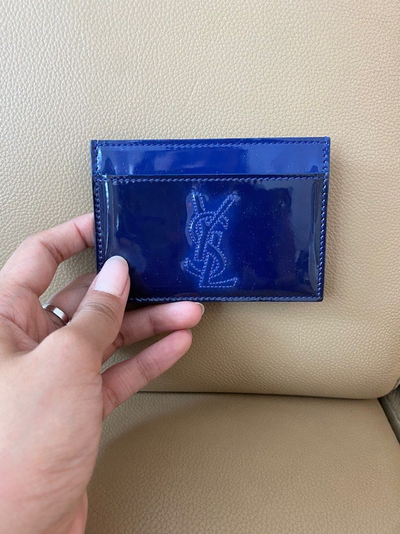 Preloved Authentic YSL Blue Card Holder, Fesyen Wanita, Aksesoris di ...