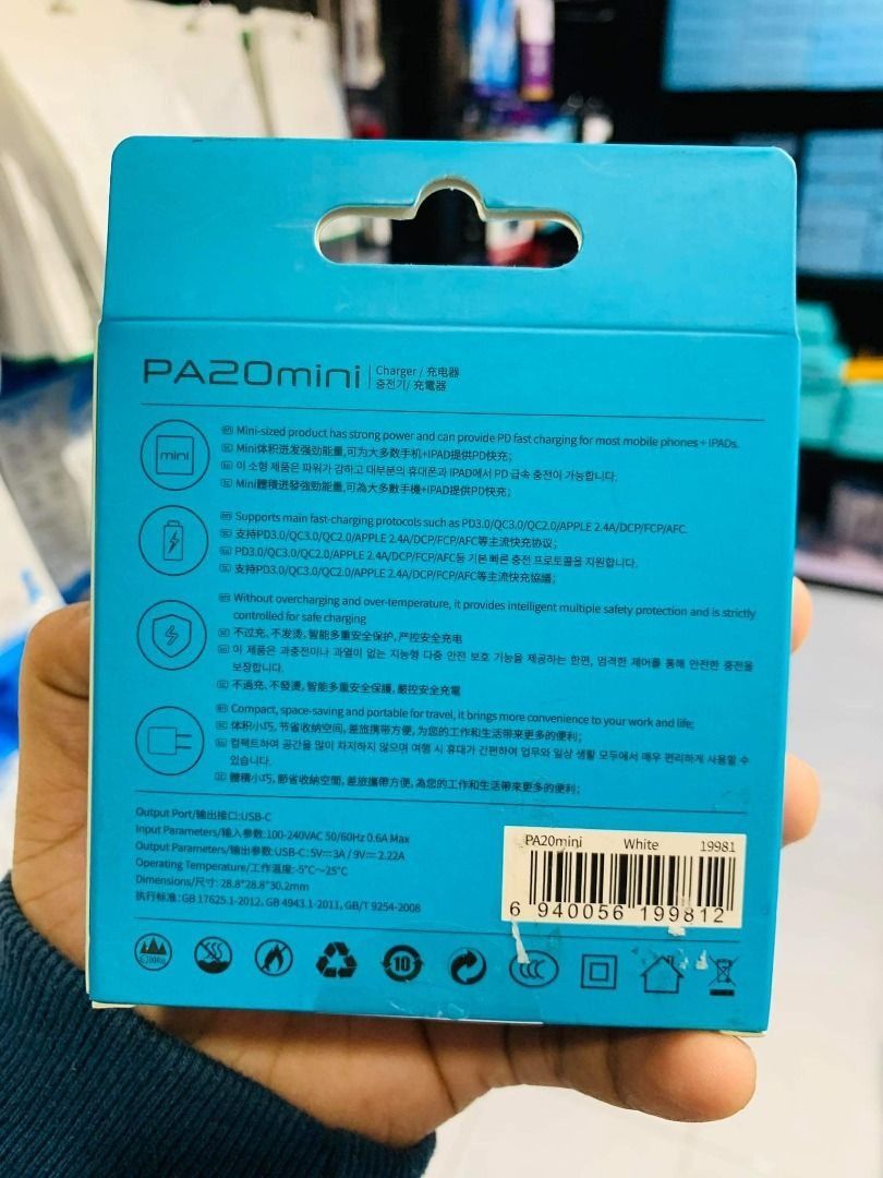Rapoo PA20 Mini Fast Charger Type-C output White, Computers & Tech ...