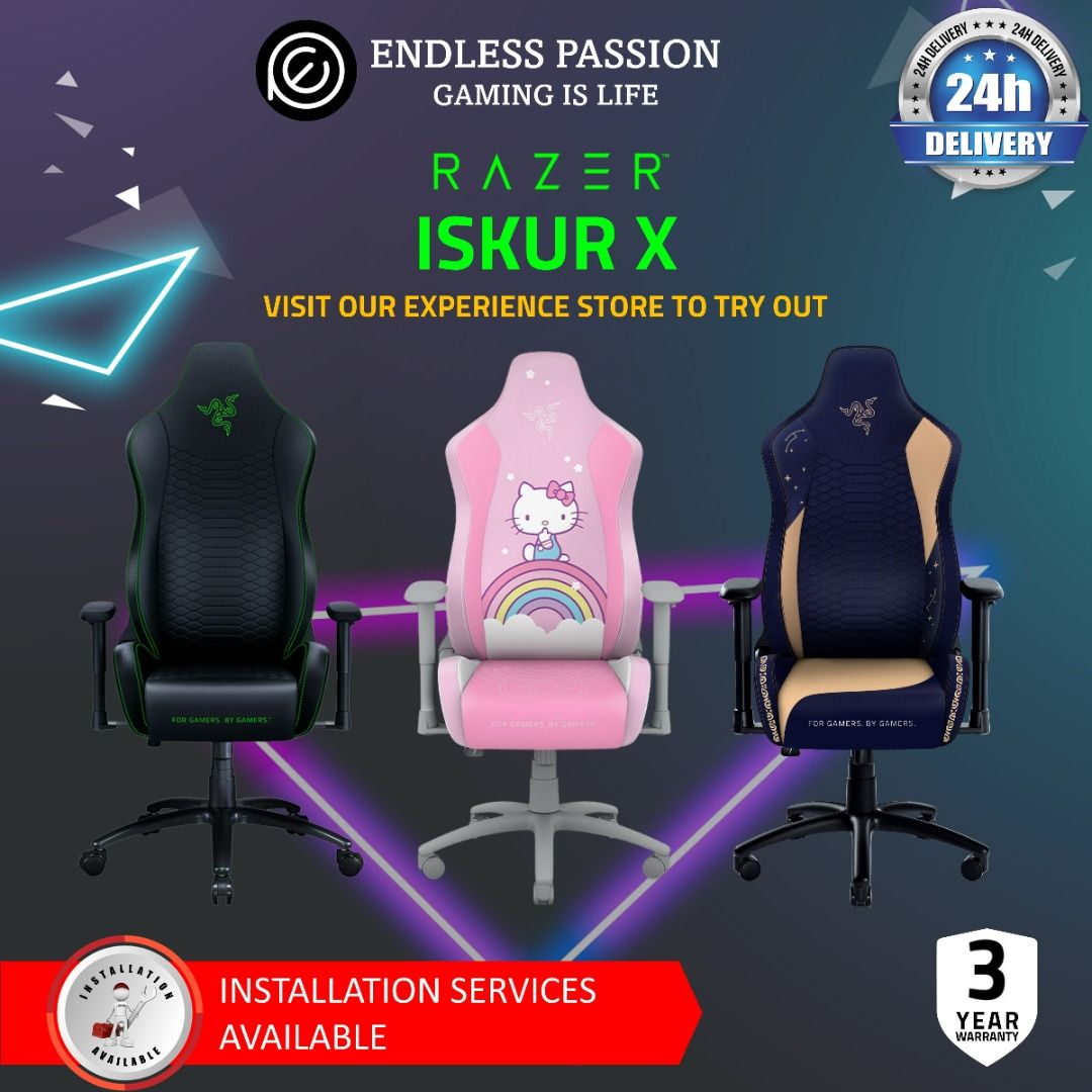 Razer Iskur X Ergonomic Gaming Chair - Hello Kitty and Friends Edition ...