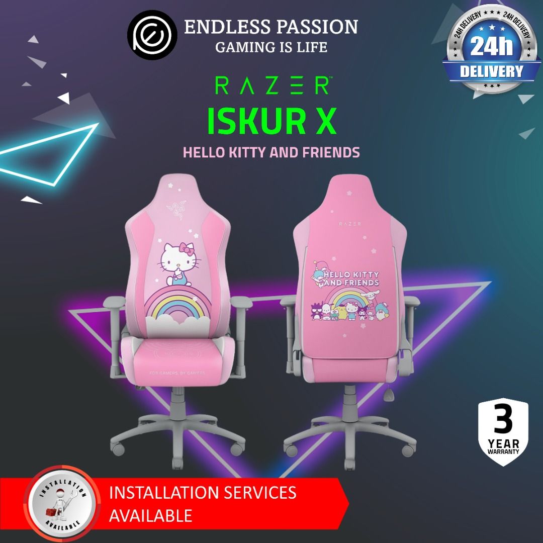 Razer Iskur X Ergonomic Gaming Chair - Hello Kitty and Friends Edition ...