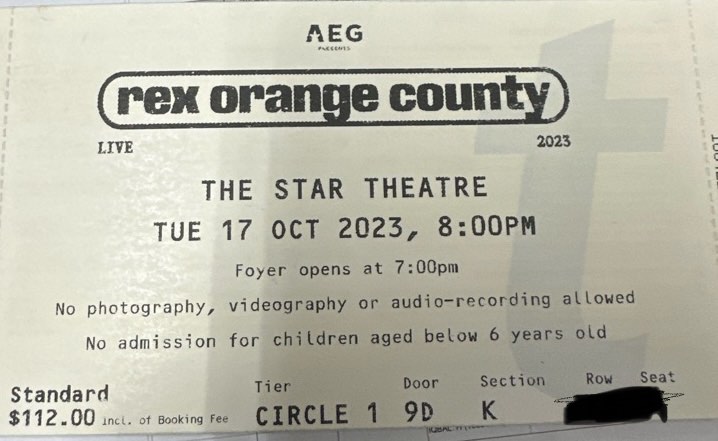 Rex Orange, Tickets & Vouchers, Event Tickets on Carousell