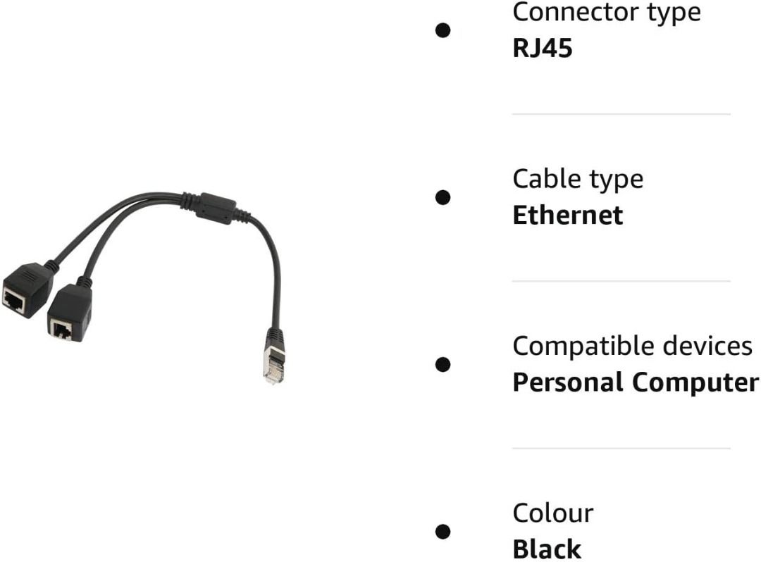 RJ45 Network Splitter Cable, 1 Male to 2 Female Y Type LAN Ethernet ...