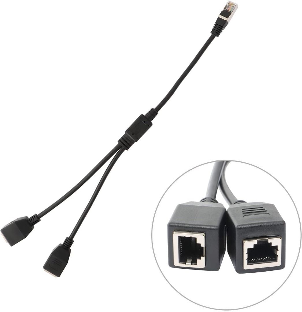 RJ45 Network Splitter Cable, 1 Male to 2 Female Y Type LAN Ethernet ...