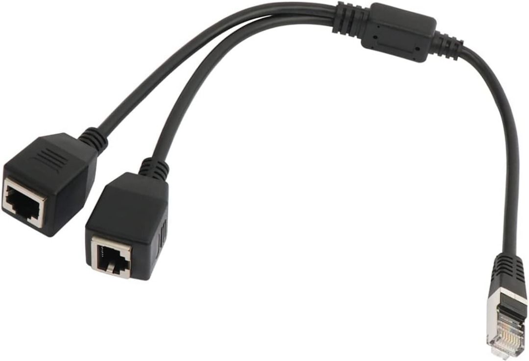 RJ45 Network Splitter Cable, 1 Male to 2 Female Y Type LAN Ethernet ...