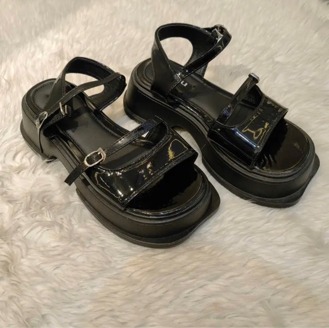 RUSH Bratz Sandals Black Thick Wedge Chunky Platform Sandals y2k, Women ...