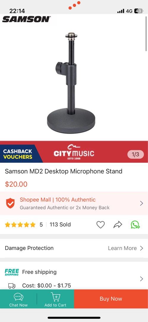 Samson MD2 Desktop microphone mic stand, Audio, Other Audio Equipment ...