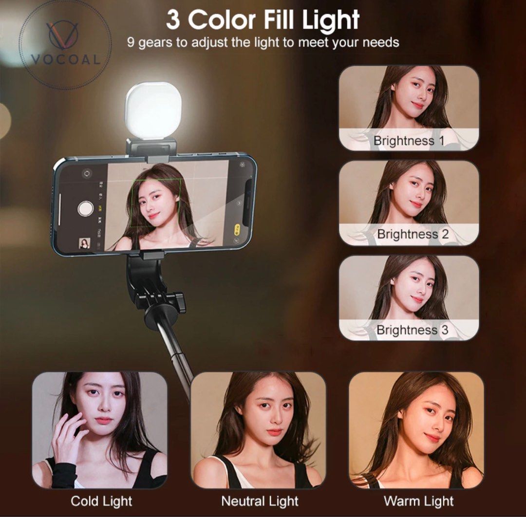Mini Selfie handphone Stick with Light, Mobile Phones & Gadgets, Mobile ...